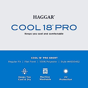 Haggar mens Cool 18 Pro Straight Fit 4-way Stretch Flat Front Expandable Waist With Big & Tall Sizes Casual Shorts, Blue, 38 US