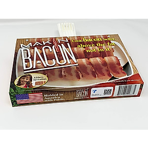 Microwave Bacon Cooker - The Original Makin Bacon Microwave Bacon Tray - Reduces Fat up to 35% for a Healthy Breakfast- Make Crispy Bacon in Minutes. Made in The USA. Ships from Wisconsin