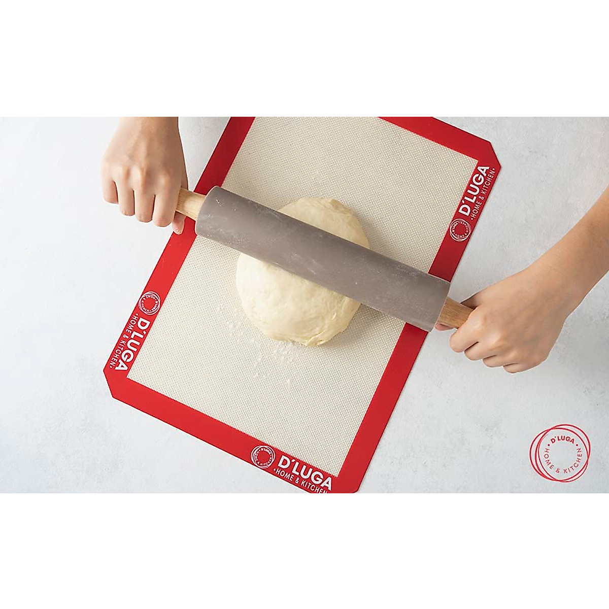 D'Luga 2-pack Non-Stick Silicone Baking Mat, Reusable Heat-Resistant Liner for Baking Pans and Cookies, Easy & Convenient, 16.5"x11.6" size, No oil Greasing Needed, Food-Grade Quality.