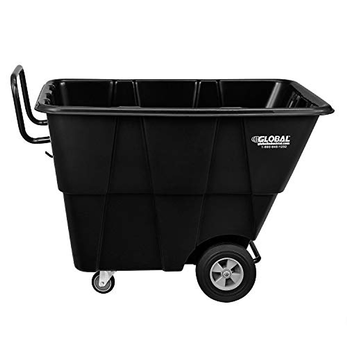 Global Industrial Standard Duty Plastic Tilt Truck 1/2 Cubic Yard Capacity 850 Lb. Capacity, Black
