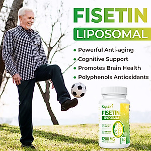 Kayseari Fisetin 1200mg Liposomal Fisetin Supplements 98% Pure Fisetin Polyphenols Antioxidants Immunity Health Aging Cognitive Support Non-GMO 120 Capsules