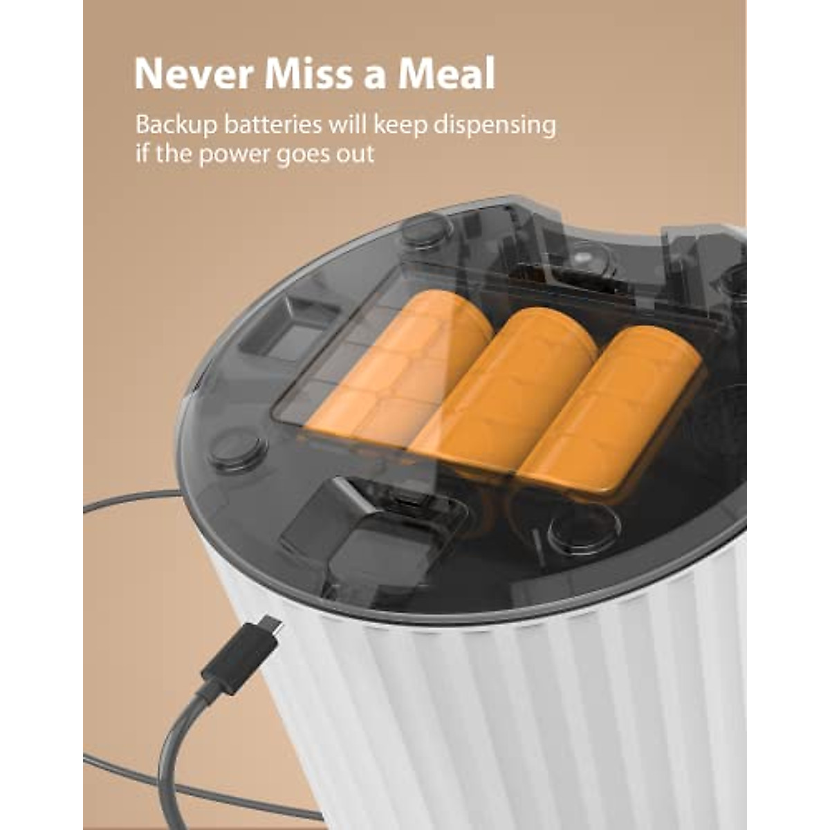 Petory Timed Automatic Cat Feeders - 4L Programable Dry Food Dispenser for Cats and Small Medium Dogs 6 Meals with Desiccant Bag Dual Power Supply 10S Voice Recorder