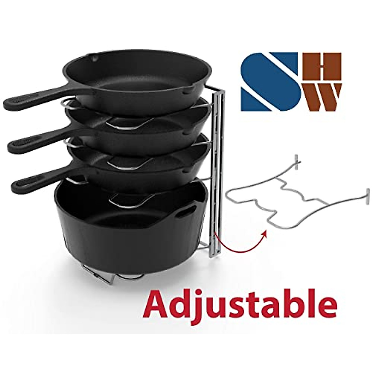 SimpleHouseware Beverage Can Dispenser Rack + 5 Adjustable Compartments Pan Organizer, Chrome