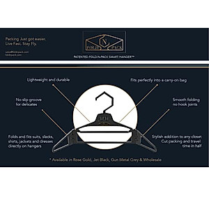 FOLD-N-PACK SMART HANGER (Gun Metal Grey) Save Precious time on Packing, Folding Clothes, Travelling with Our Foldable Hanger That fits Perfectly into Carry on Luggage.