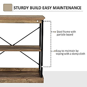 HOMCOM 2-Tier Shelf, Modern Style Bookshelf with Metal Frame for Living Room, Bedroom, and Office, Brown