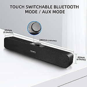 Computer PC Speakers, Bluetooth Sound bar Monitor Speakers, Wired USB-Powered, Great Stereo Sound, Volume Control Knob, USB Desktop Speaker for Monitor, Tablets, Laptop, Tablets, Ps5, Smartphone