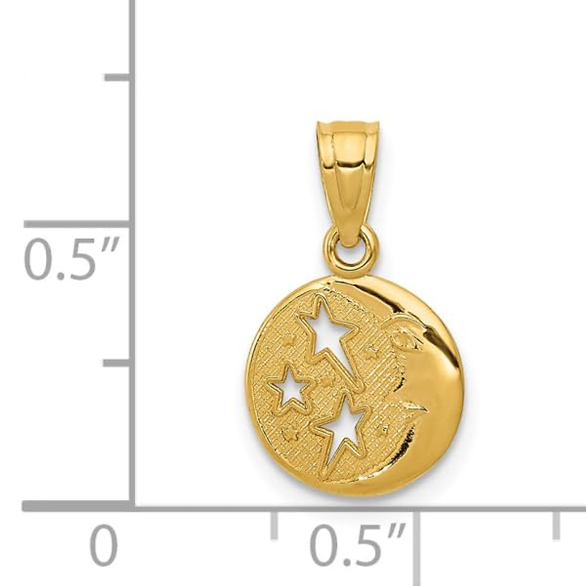 IceCarats 14K Yellow Gold Crescent Moon Stars Necklace Charm Pendant 20mm x 13mm Only