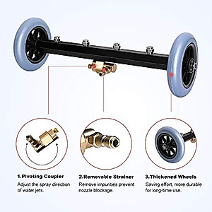 LOVHO Dual-Purpose Pressure Washer Undercarriage Cleaner 4000 PSI Under Carriage Power Washer, Under Car Wash Water Broom with 3 Extension Wands