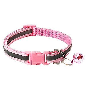 CHBORCHICEN 2-Pack Footprint & Reflective Cat Collar with Bell Basic Dog Cat Collar Buckle Adjustable Polyester Cat Dog Collar or Seatbelts (X-Small, Pink)