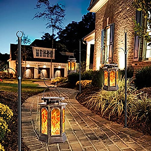 Walensee Solar Lights Outdoor With Flickering Flame (2 Pack Bronze) Upgraded Metal Solar Powered Lanterns Landscape Decoration Hanging Lighting Waterproof LED Umbrella Light for Patio Garden Deck Yard