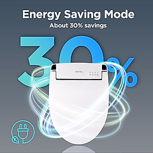 Blooming NB-R1260E Bidet Toilet Seat - Smart Toilet Seat with Stainless Steel Nozzle, Warm Water, Dryer, Heated Seat, Sittable Lid, LED Nightlight - White Elongated Attachment with Remote Control