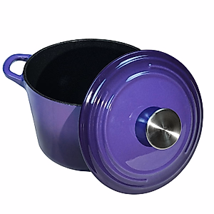 Flavehc Dutch Oven Pot with Lid 1.8 qt Cast Iron Dutch Oven for Bread Baking Purple Enameled Cast Iron Rice Pot with Handels