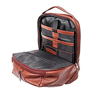 McKleinUSA South Shore Pebble Grain Calfskin Leather 17" Carry-All Laptop & Tablet Overnight Backpack Brown (18884) 12.5"x7"x18"
