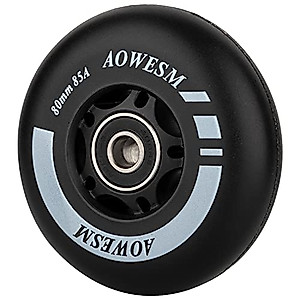 AOWESM Inline Skate Wheels 72mm 76mm 80mm 85a Outdoor Roller Blades Hockey Skates Replacement Wheels w/Bearings ABEC-9 and Floating Spacers (4 Pack) (Black, 72mm)