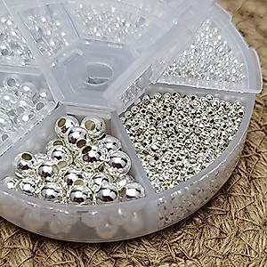 Chenkou Craft 1Box 1950pcs Assorted of 6 Sizes Metal Tinny Spacer Beads Jewelry Making Supplies (Siver, Mix)