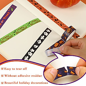 SANNIX 12 Rolls Halloween Washi Tape 15mm Wide Halloween Pumpkin Ghost Bat Masking Tape for DIY Crafts and Scrapbooking
