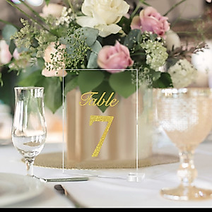 25 Pcs 5 x 7 Inch Acrylic Wedding Table Numbers 1-25 with Stand Clear Acrylic Table Number Holder Printed Numbers Table Place Signs Decoration for Wedding Reception Event Party Restaurant