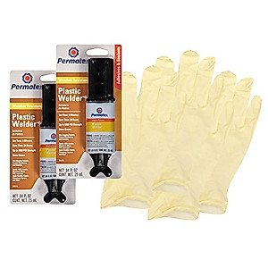 Permatex 5 Minute Plastic Welder Epoxy Bundle with Latex Gloves (6 Items)