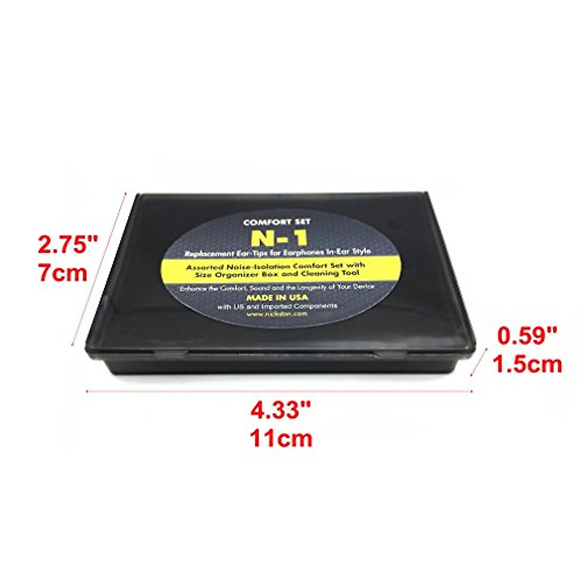 NICKSTON N-1 Assorted Ear Tips Set Compatible with in Ear Earphones with 2.0mm to 3.5mm Nozzle Attachment - Replacement Adapters Gels Buds with Box Organizer and Cleaning Tool