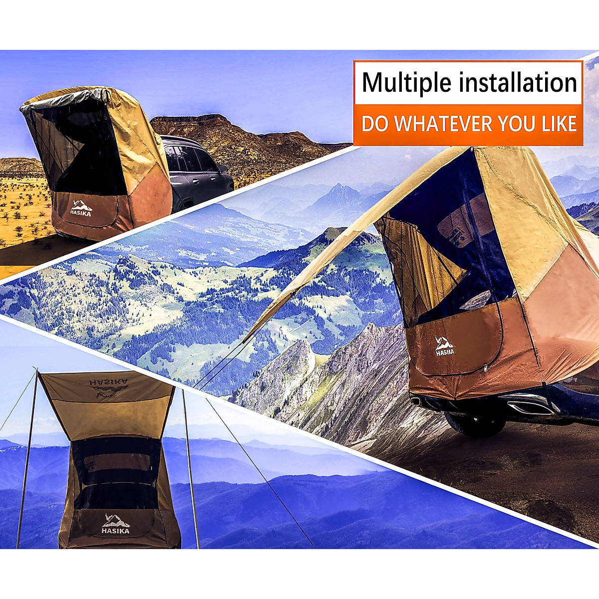 Hasika Camping Tent 2 Person Sun Shade Privacy Shelter Easy Set Up 120 Seconds Waterproof 3000MM UPF 50+ Yellow (Large)