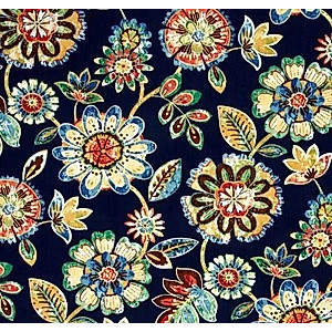 RSH Décor Indoor Outdoor 3 Piece Set - 1 Loveseat & 2 Wicker Tufted U - Shape Chair Cushions - Daelyn Navy Floral (41" x 19" & 19" x 19")