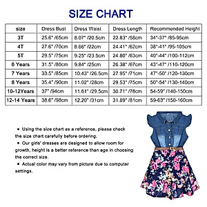 YJ.GWL Western Dress Girl, Denim Tops Flower Girl Dress, Princess Dresses for Girls, Girls Summer Dress Casual Outfits, Party Dresses Fashion Clothes for Girl 7-8 Years