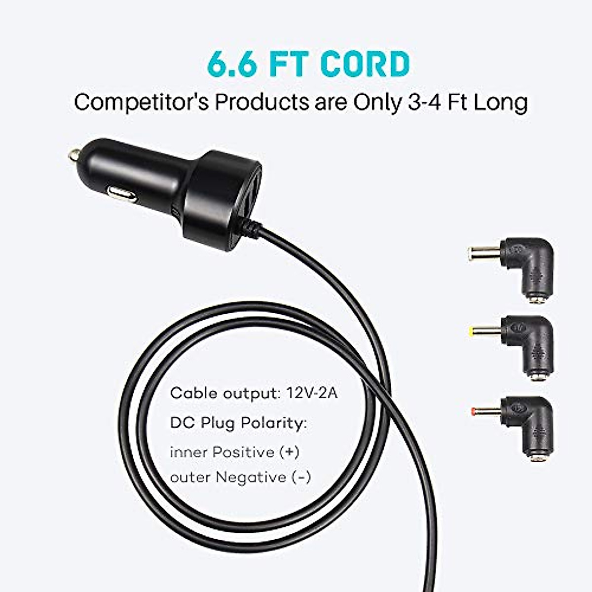 FouceClaus 12V Portable DVD Player Car Charger for RCA, Philips, DBPOWER, Sylvania, APEMAN DVD Player, Replacement Car Adapter for Snailax Massage seat Cushion SL-262M SL-126 SL-262P (6.6Ft Cord)