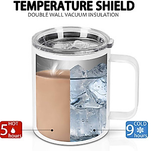 Wzaytia 12 Oz Sublimation Coffee Mug Blanks With Handle, 6 Pack Stainless Steel Sublimation Coffee Tumbler, Individually Boxed, White