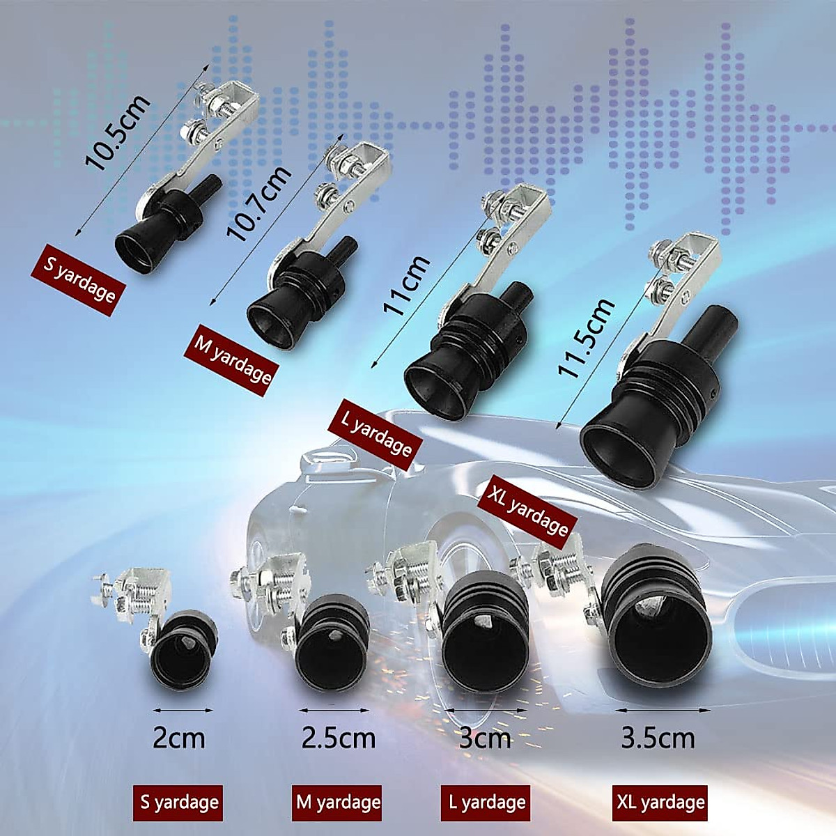 Car Turbo Whistle, Exhaust Whistle Turbine Sound Exhaust Pipe Whistle, Universal Aluminum Turbo Sound Exhaust Muffler Pipe Whistle Car Blow off valve Simulator（L-Black）