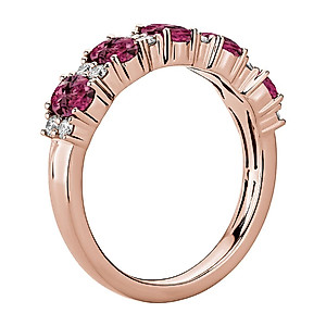 Jewelrygift 18K Rose Gold Plated Eternity Band Ring Natural Pink Sapphire Gtone Chakra Healing Birthstone Daliy Wear Party Wear Fine Jewelry for Women and Ring : 6