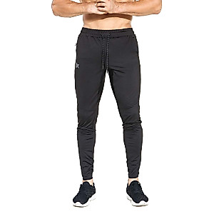 BROKIG Mens Lightweight Gym Jogger Pants,Men's Workout Sweatpants with Zip Pocket(Black,Small)