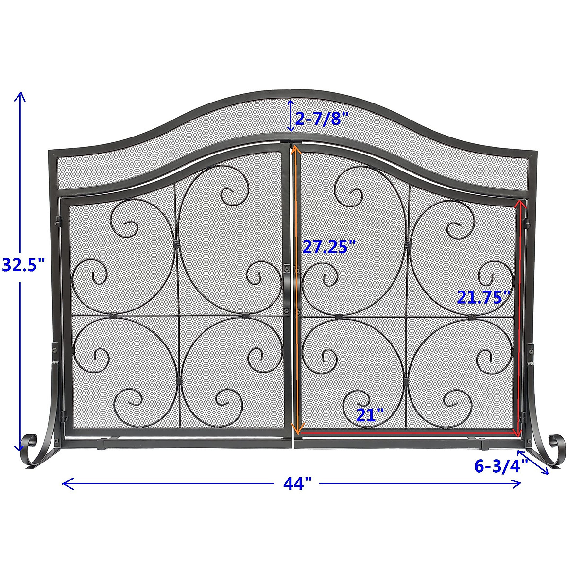 Black Fireplace Screen with Doors Fireplace Cover Screen Fireplace Screens Decorative Large Flat Guard Fire Screens Metal Mesh Wrought Iron Fire Place Panels Wood Burning Stove Accessories