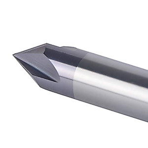 SpeTool Carbide Chamfer End Mill V Groove Router Bit 60 Degree, 4 Flutes 1/4 inch Shank for CNC Carving and Chamfering