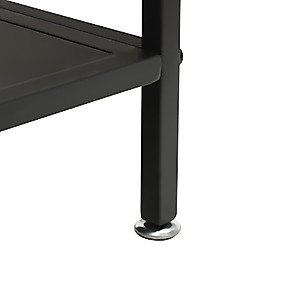 CheriMuMu Outdoor Movable Cooking Table, Double-Shelf Movable Grill Cart Outdoor Pizza Oven Table Stand Trolley Worktable Trolle with 2 Wheels and 4 Hooks for Kitchen, Outside or Backyard Patio