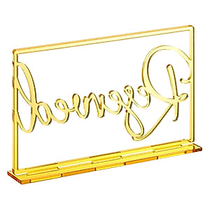 Stylish Gold Acrylic Wedding Reserved Table Signs Safe Sturdy Not Easy To Break Or Deform Seating Reservation