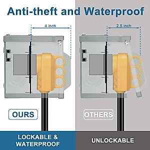 30 Amp 125 Volt RV Power Outlet Box, Enclosed Lockable Weatherproof NEMA TT-30R Outdoor Electrical Receptacle Panel, 30 Amp RV Receptacle for RV Camper Travel Trailer Motorhome Electric Car Generator