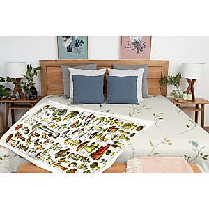 Avalokitesvara Vintage Edible Mushroom Flannel Blanket Super Soft and Warm for Bed Couch Sofa 60x50 Inch for Teen Blanket