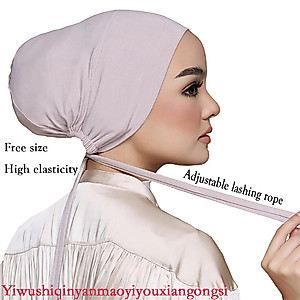 QYMY 3PCS Under Hijab Head Cap Muslim Under Scarf Hijab Cap Solid Color Women Under Scarf Hat Hijab Cap Stretchy Sleeping Cap (Black, Khaki, Beige(3PCS), Free Size)