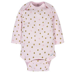 Gerber Baby Girls' 6-Pack Long-Sleeve Onesies Bodysuits, Castle, 0-3 Months