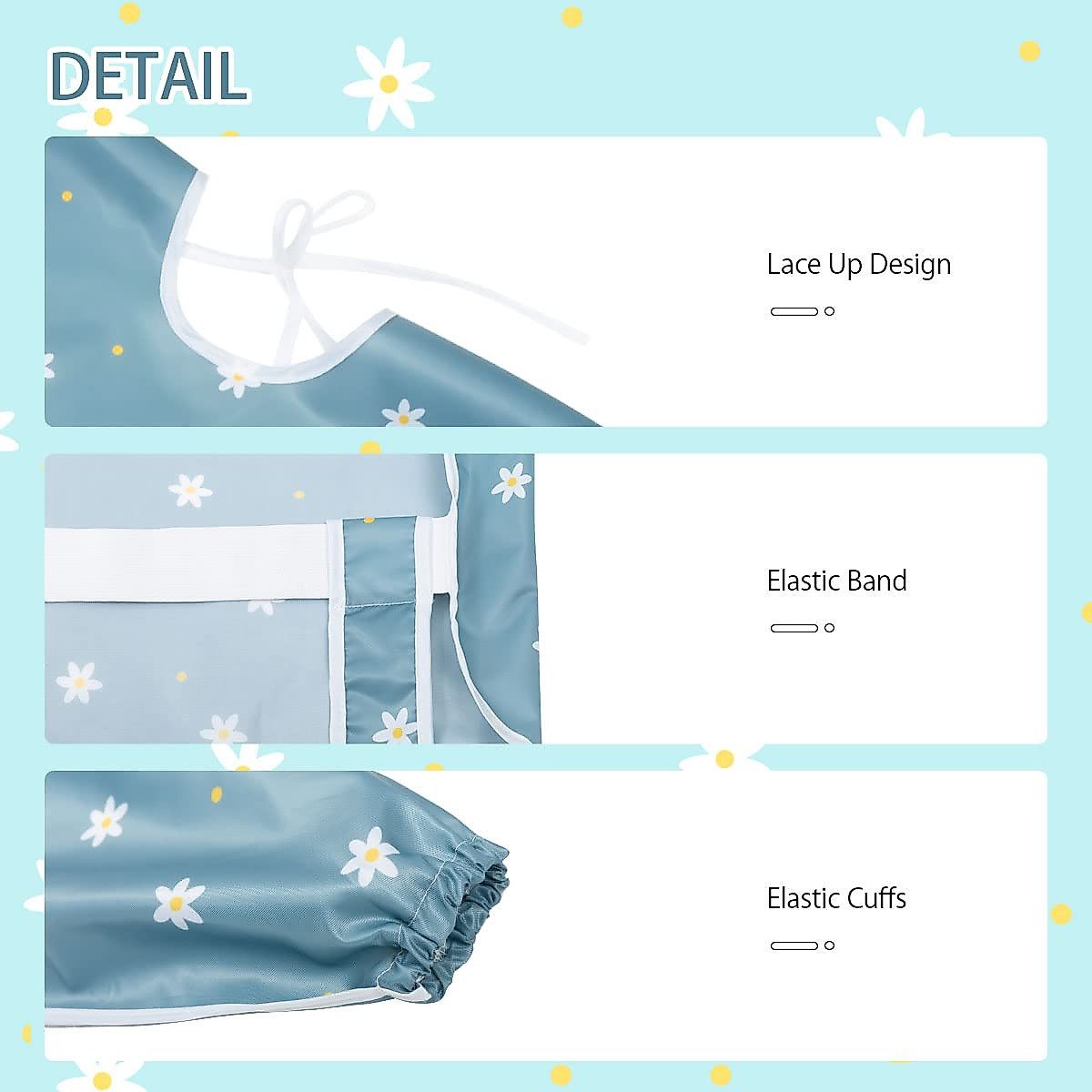 Little Dimsum Baby & Toddler Weaning Bib Coverall, Attaches to High chair, Waterproof Long Sleeve Feeding Smock Apron, Easy to Clean for Eating 6-36 Months (flower)