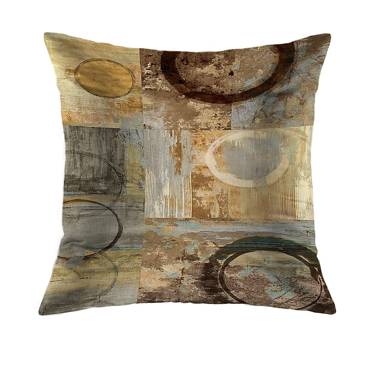 LHAIFA Brown Decorative Throw Pillow Covers 18x18 Set of 4 Teal Pillow Cover Modern Geometry Abstract Art Decorative Pillows for Living Room Bedroom Sofa Couch Outdoor Pillow Covers