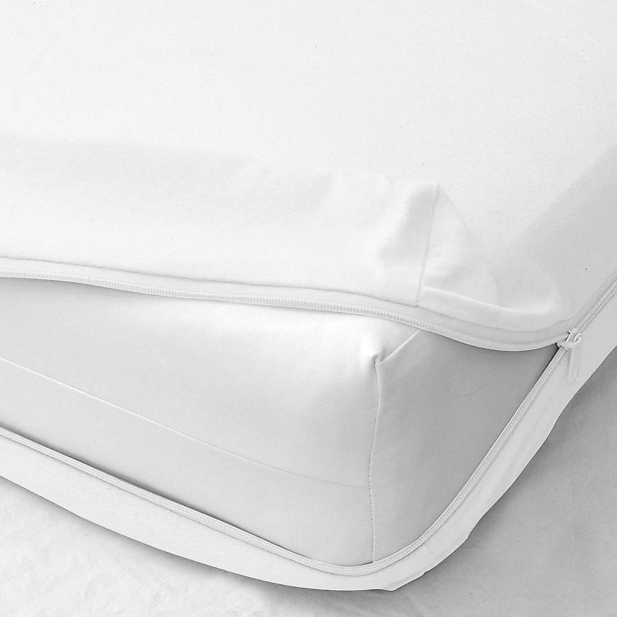 Epic Cotton 100% Egyptian Cotton Mattress Cover, 1000 Thread Counts, 6" Inch Deep Pocket Queen Size, White Solid, Zipper Around The Mattress