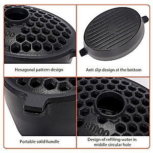 Wood Stove Steamer, Cast Iron Fireplace Humidifier, Indoor Humidifier for Home Heating, Black Bowl Fireplace Stove Covers Accessories Decorative, Matte Black Finish, Rust Resistant, 2.7 Quart Capacity