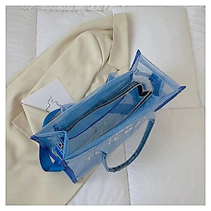Clear Tote Bag for Women - Small PVC Transparent the Tote Bag See Through Shoulder Crossbody Bag Handbag Blue