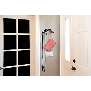 gasare, Decorative Hooks, Key Holder for Wall, Cast Iron Hooks, Wall Mount Screws and Anchors, 12 x 4 ½ Inches, Brown, 1 Unit