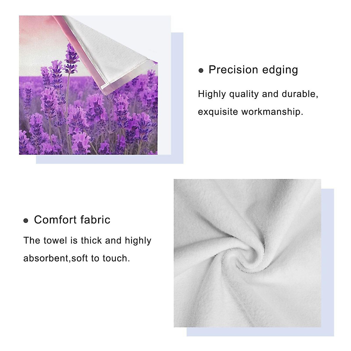 Flradish Lavender Flower Towels 3 Pack Bath Towels for Bathroom Set Soft Cotton Highly Absorbent Lightweight & Quickdry Towel Set 1 Bath Towel,1 Hand Towel,1 Washclothe