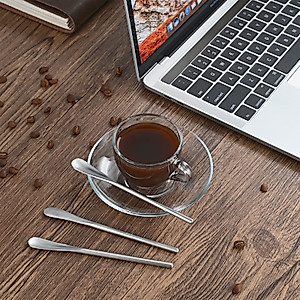 5Inch/12.8cm Coffee Stirrers Spoon,Silver Stainless Steel 304# Coffee Stir Sticks,Round Solid Handle Cocktail Beverage Iced Tea Stirring Stick,Drink Mixing Spoon,Set of 4