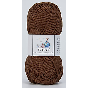 YUYOYE 100% Mercerized Cotton Yarn for Crochet and Knitting - 300g,Brown-08