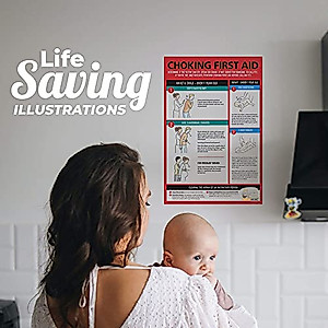 Safety Choking Victim Poster Measures 12" x 18", Choking First Aid Poster for Infants, Kids, Pregnants, and Adults, First Aid Guide Quick Reference Guide, Laminated by Ring Binder Depot