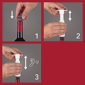 Vacu Vin Wine Saver Pump with 2 x Vacuum Bottle Stoppers - White